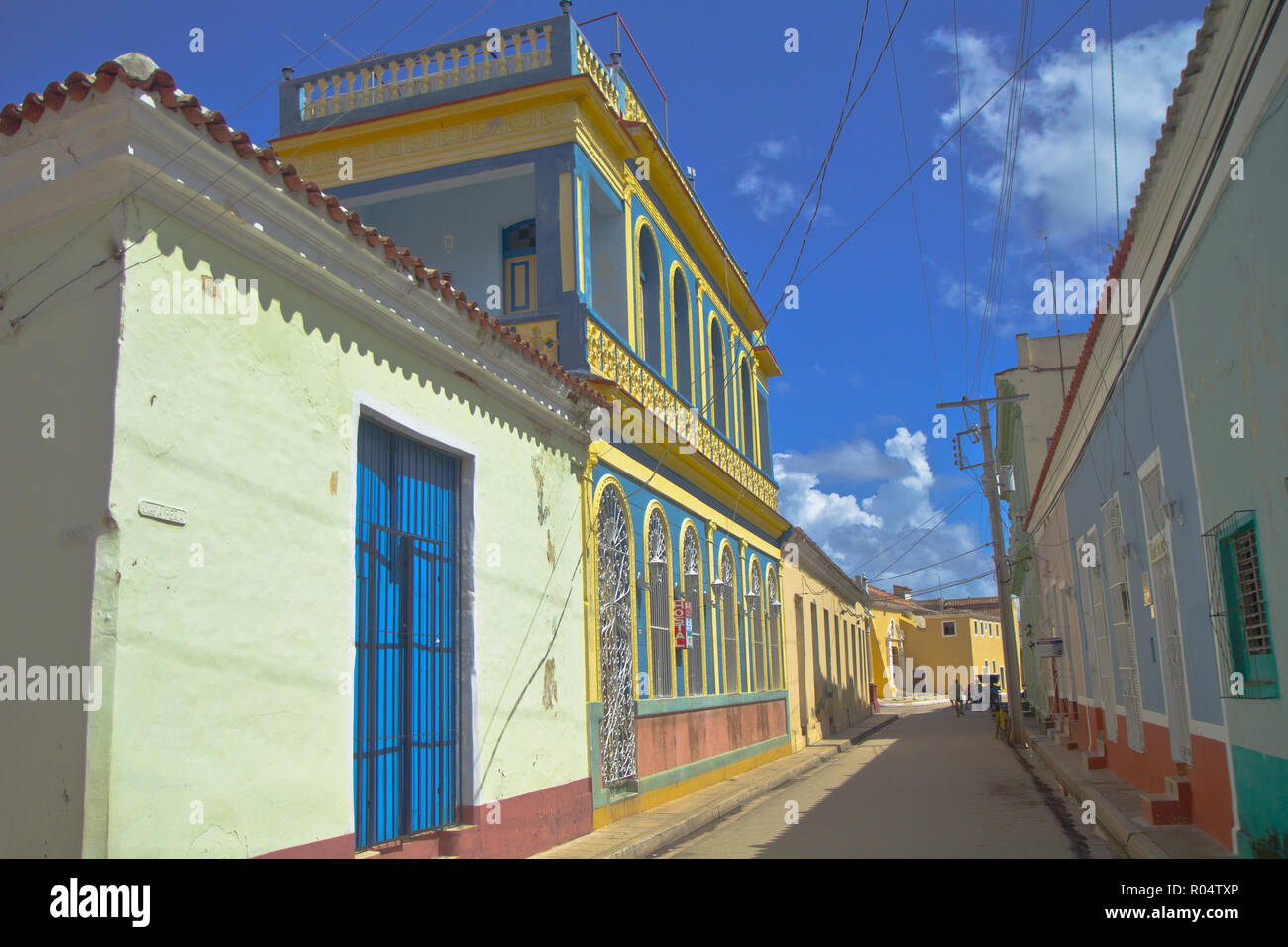 Street life in cuban town of Remedios, Villa Clara, Cuba. It is ...