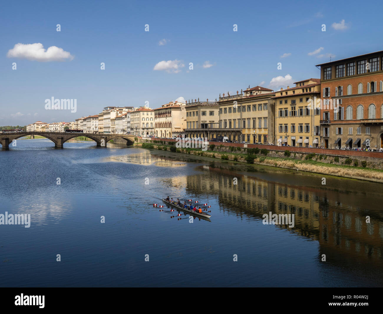 Rowers on the River Arno, Florence, Tuscany, Italy, Europe Stock Photo ...