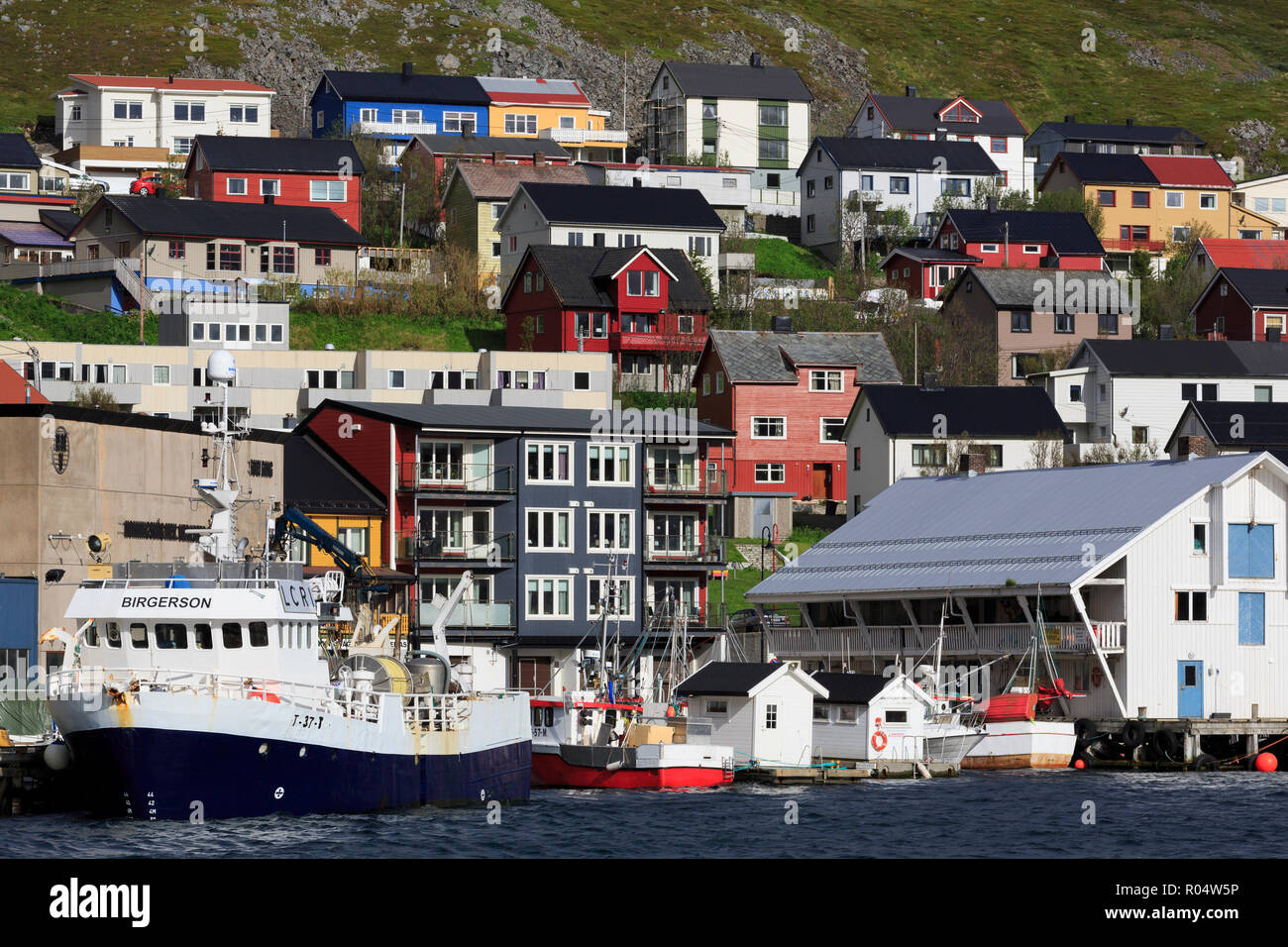 Fishing boats, Honningsvag Town, Mageroya Island, Finnmark County ...