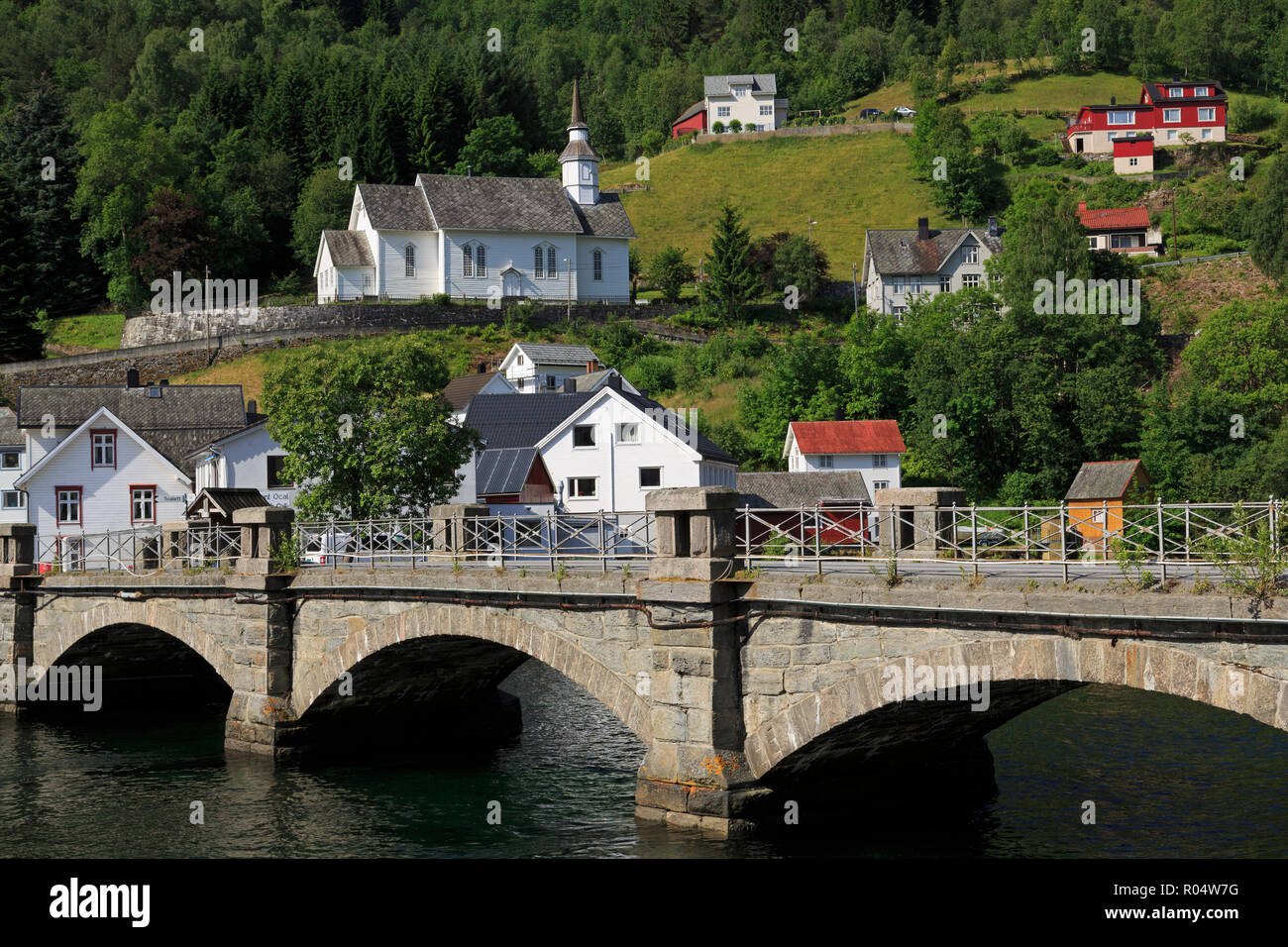Bridge, Hellesylt Village, More og Romsdal County, Norway, Scandinavia ...