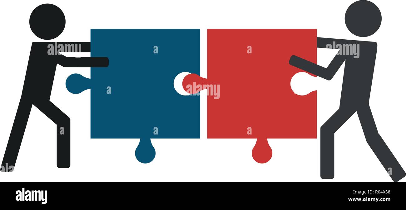 Men pulling jigsaw pictogram isolated vector illustration graphic ...