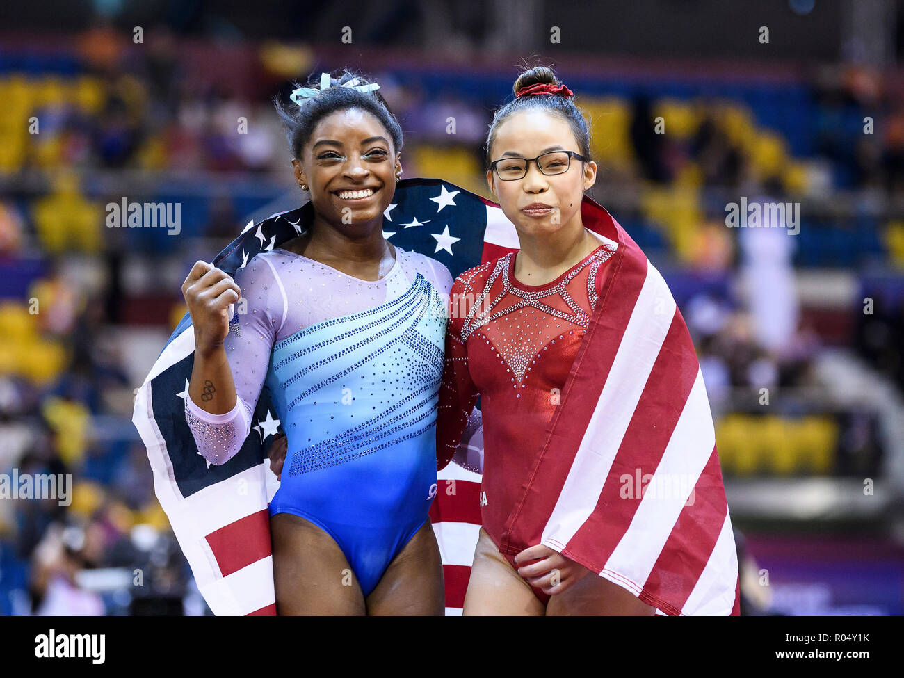 Doha, Qatar. 01st Nov, 2018. Simone Biles (USA) and Morgan Hurd (USA ...