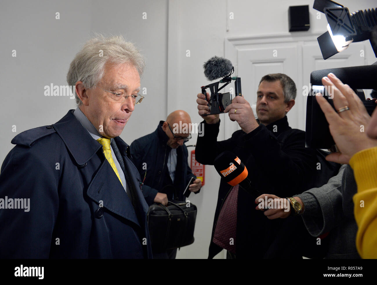 Prague, Czech Republic. 02nd Nov, 2018. John Mucha (left), relative to ...