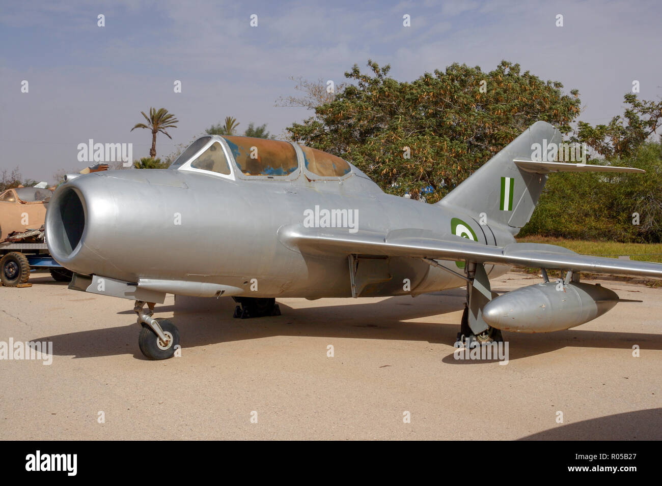 HATZERIM, ISRAEL - JANUARY 27, 2011: Captured Egypt Air Force MiG-15 ...