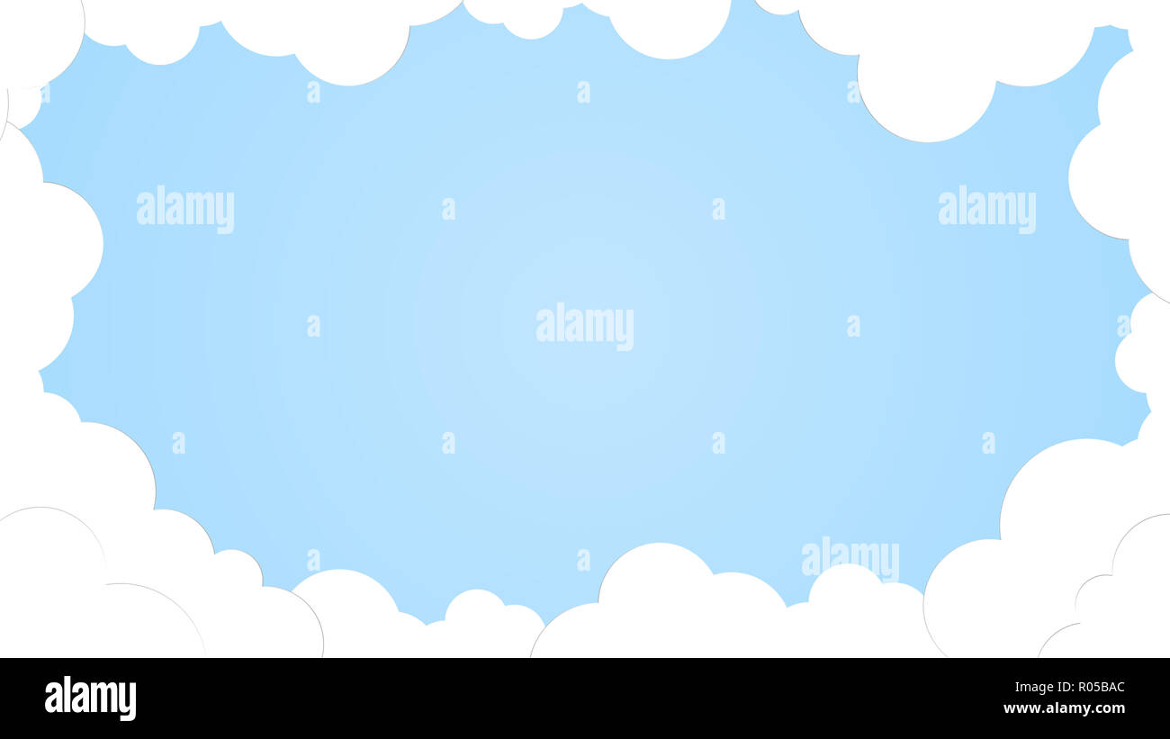 Blue sky with white clouds gradient background. Flat style simple Stock ...