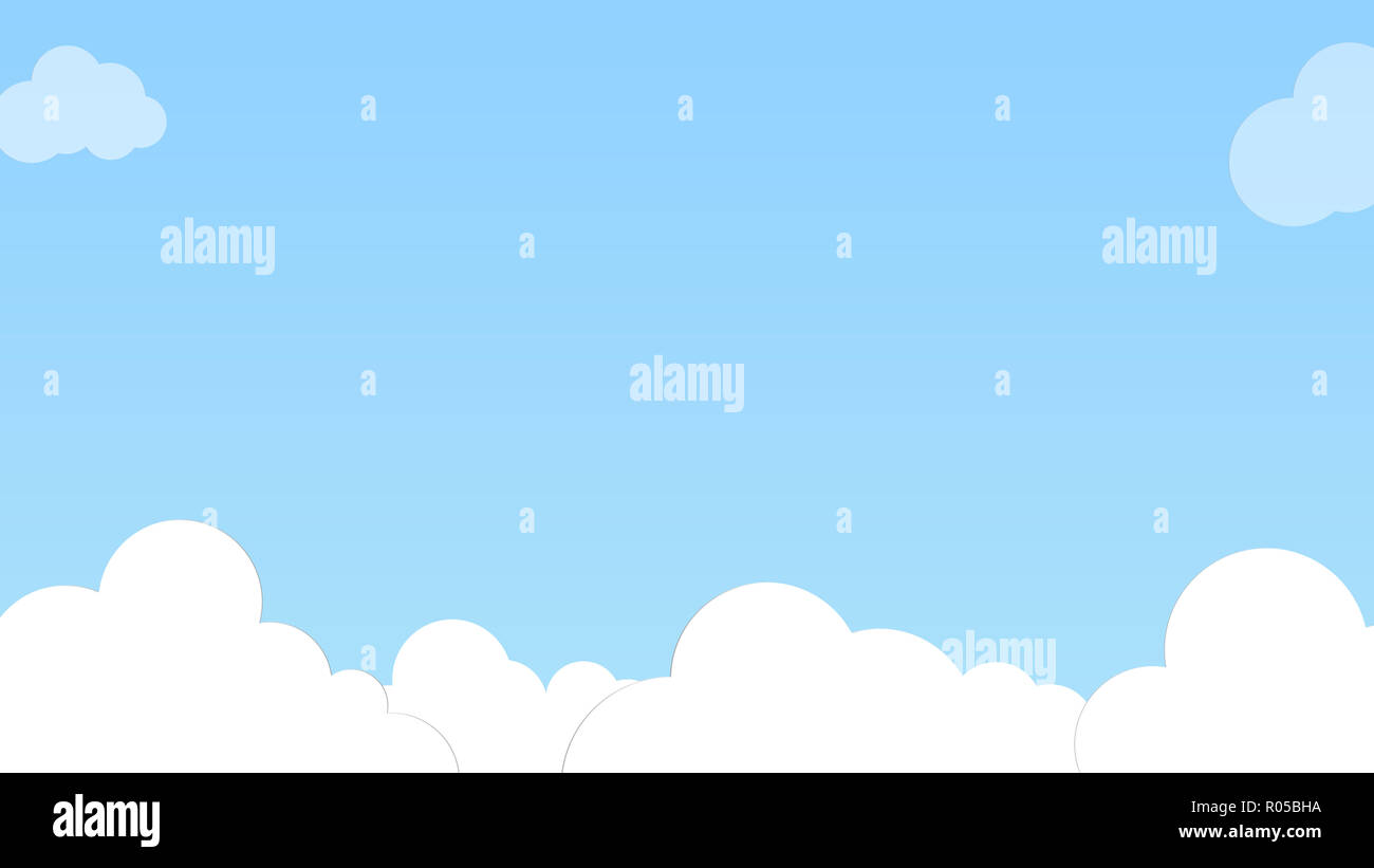 Blue sky with white clouds gradient background. Flat style simple Stock ...