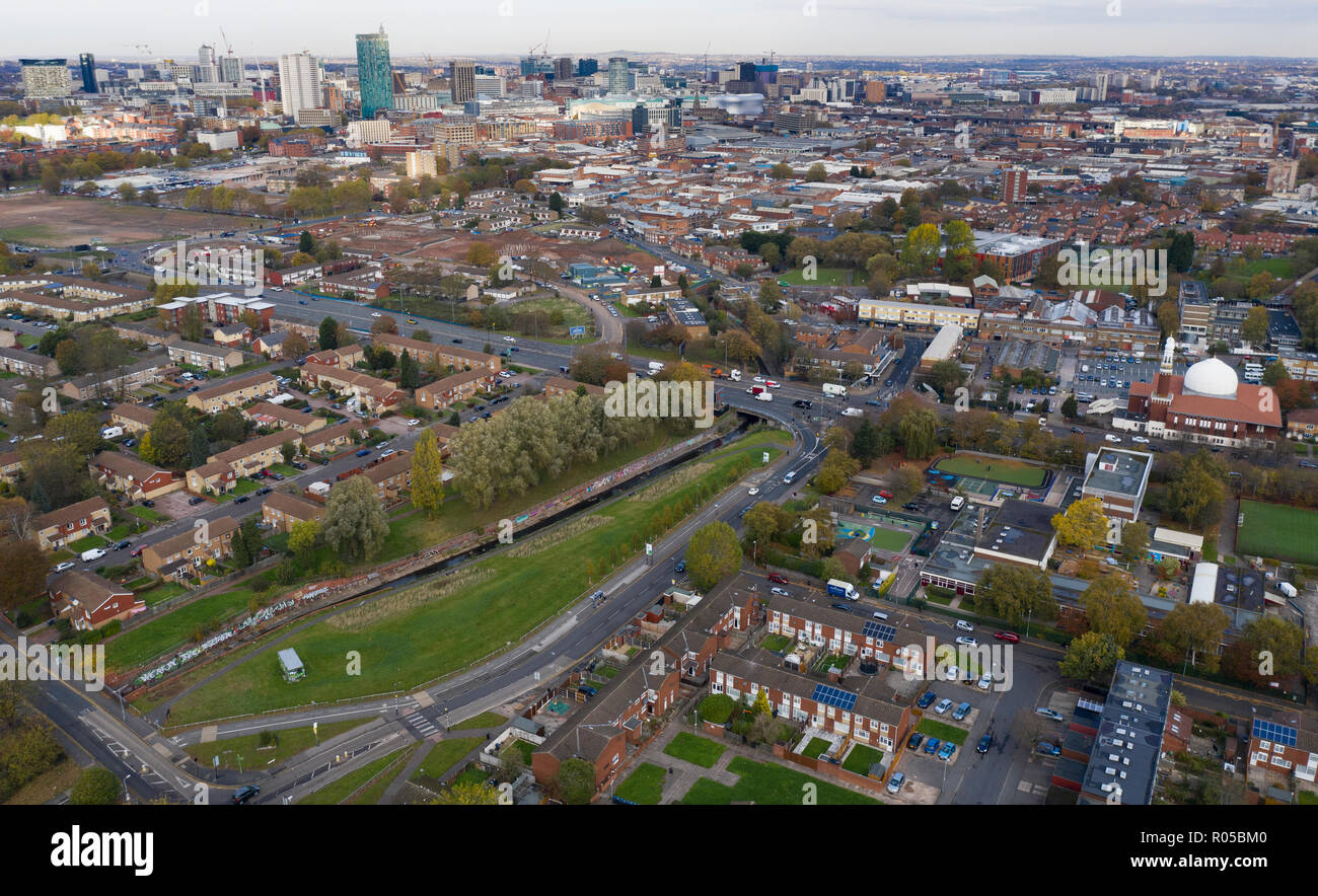 An aerial view of the busy suburbs of Englands second city Birmingham ...