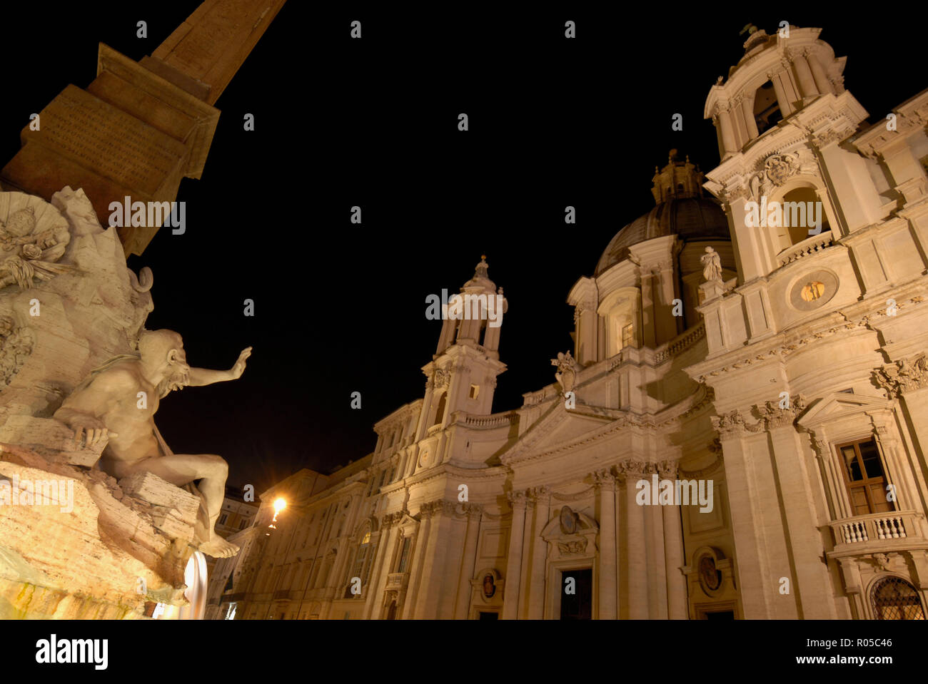 Piazza Navona Square with Fountain of Four Rivers and Saint Agnes, 17th ...