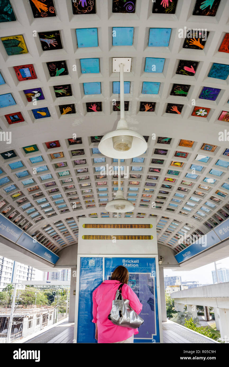 Miami Florida,Brickell Station,Metromover,free people mover train ...