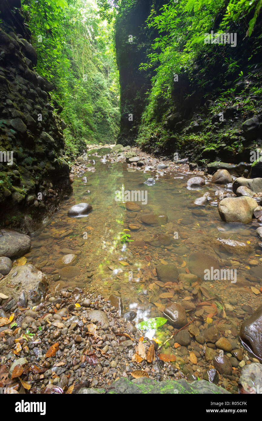 Sungai Merabung nature river inside gorge in Lahad Datu Sabah Malaysia ...