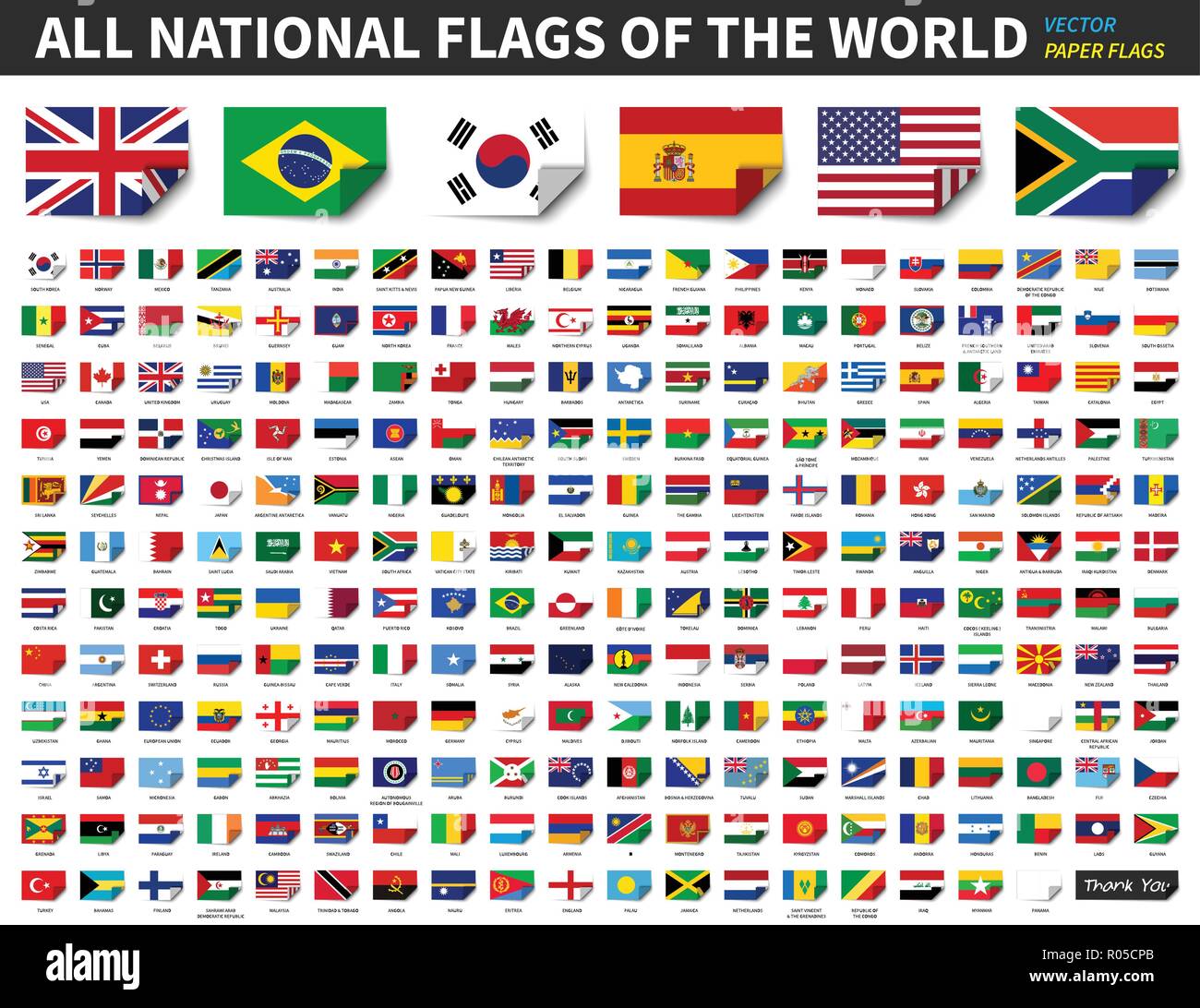 All national flags of the world . Paper design with bend at corner ...