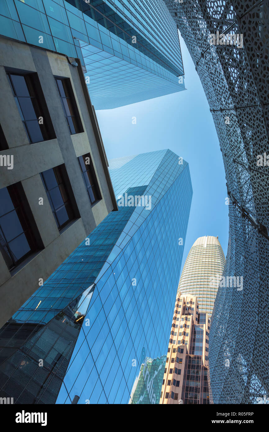 San Francisco downtown high rises in evening, California, United States ...