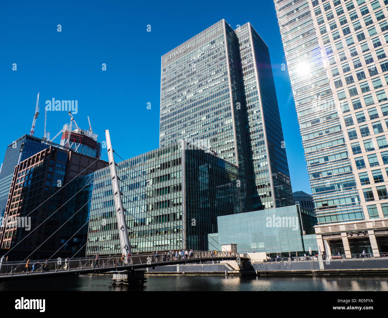 South Quay Footbridge, with Views of Canary Wharf, Docklands, London ...