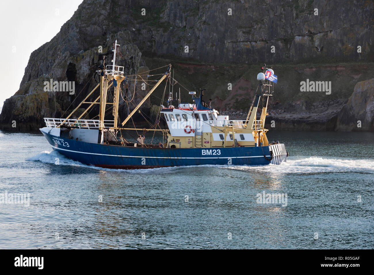 The beam-trawler Carhelmar BM23 outside its home port of Brixham, Devon ...