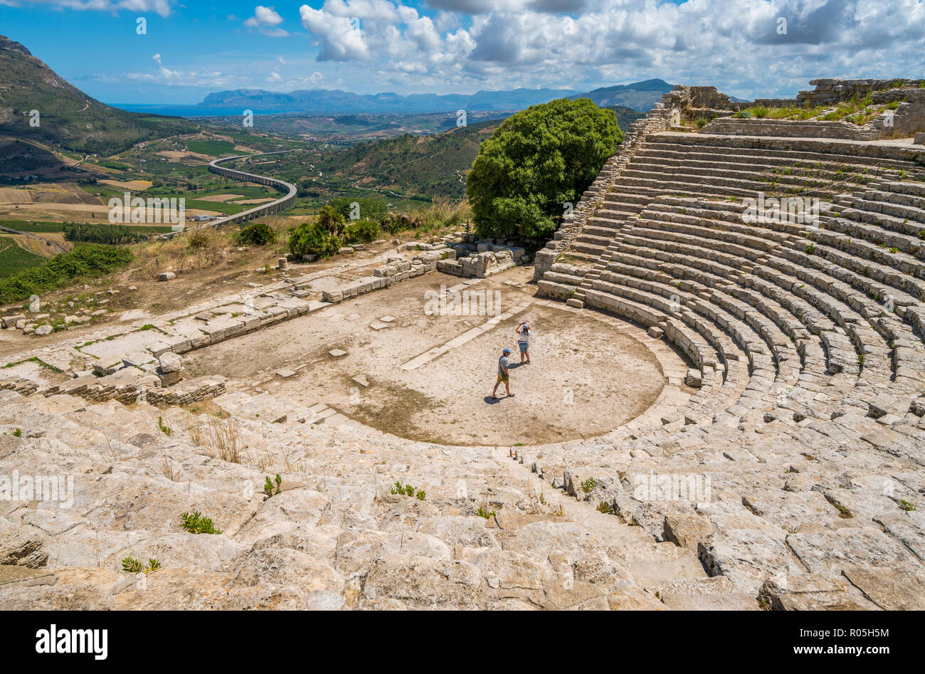 The theater in Segesta, ancient greek town in Sicily, southern Italy ...