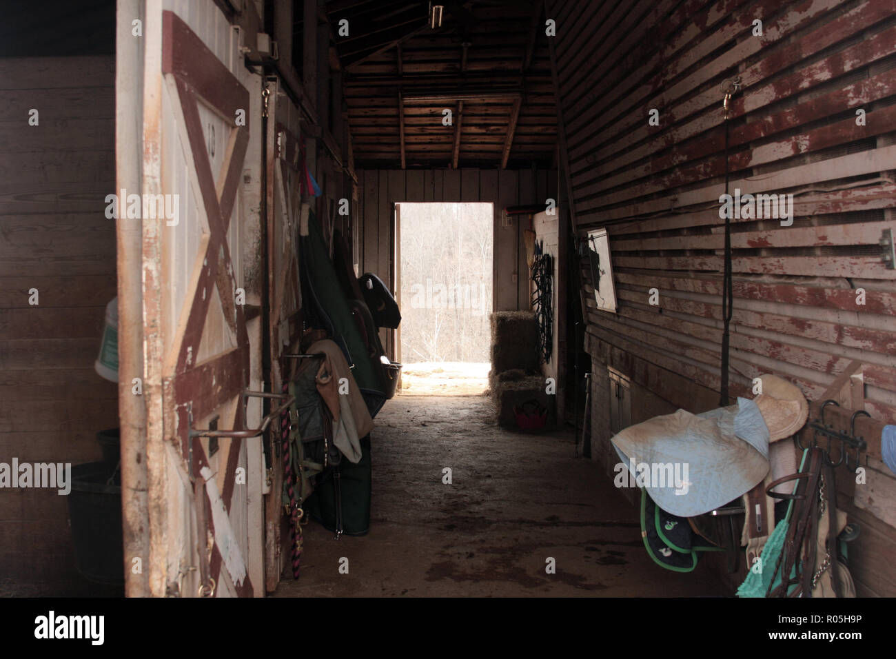 Inside a horse stable Stock Photo - Alamy