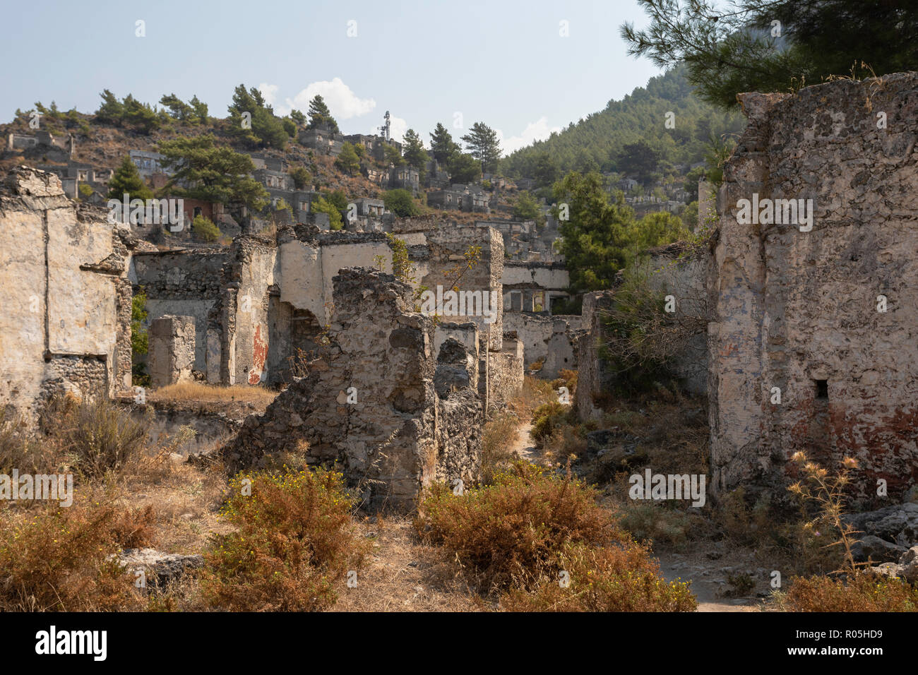 Kayakoy with mountains in background hi-res stock photography and ...