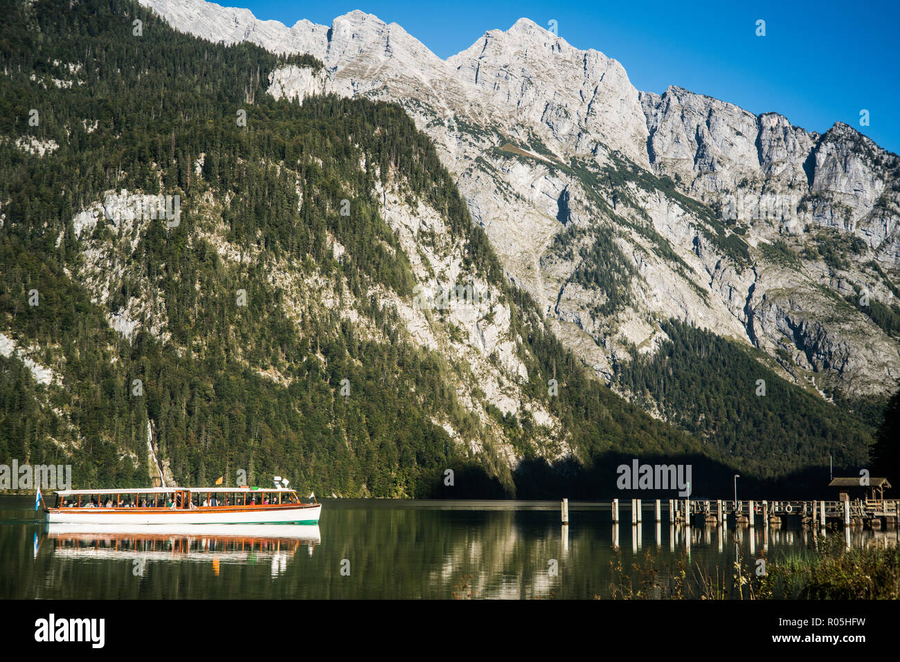 Boat on the lake, Berchtesgaden National Park, Germany, Europe Stock ...
