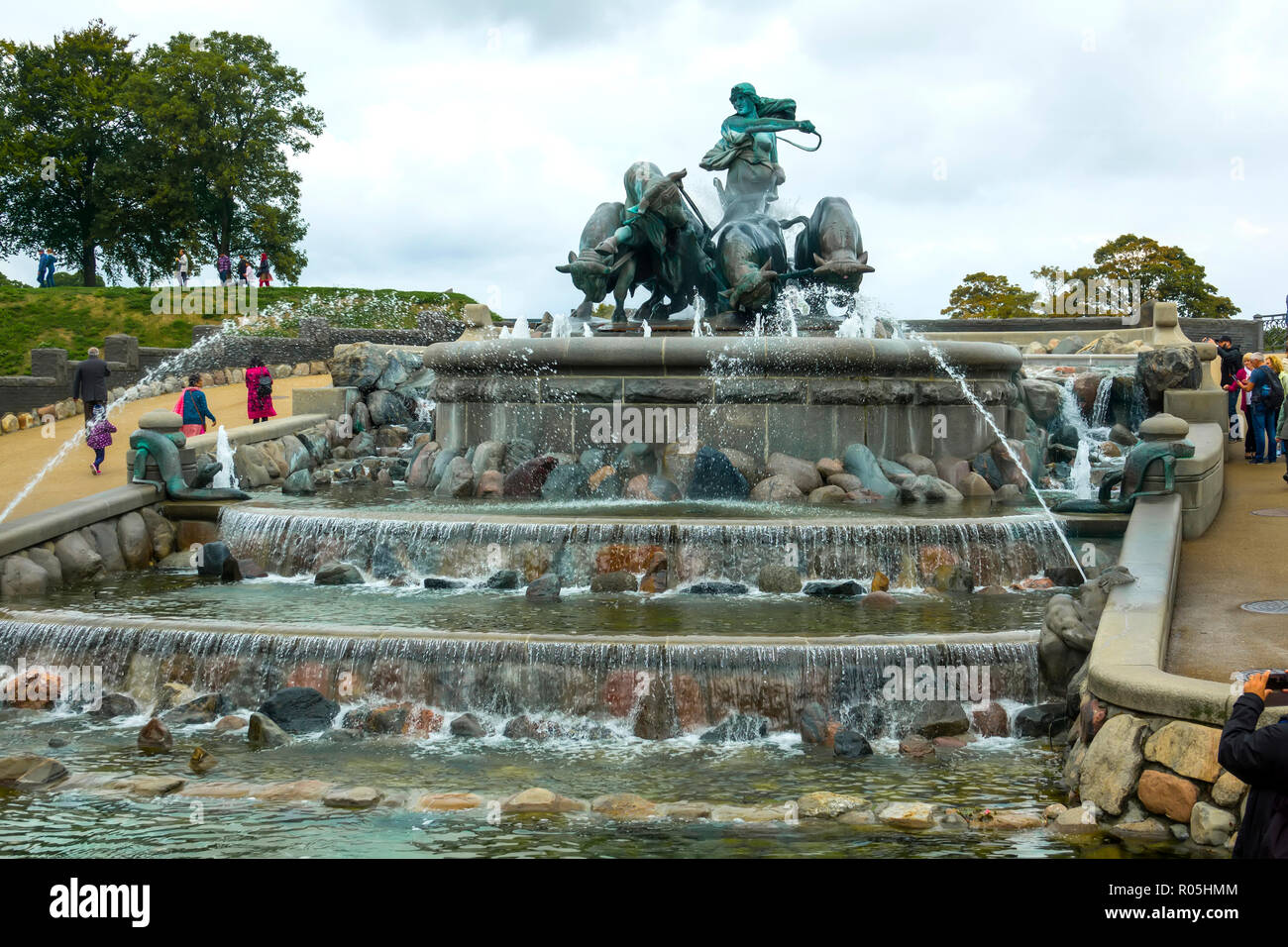 statue copenhagen bull chariot heroine blue stairs monument stone green ...