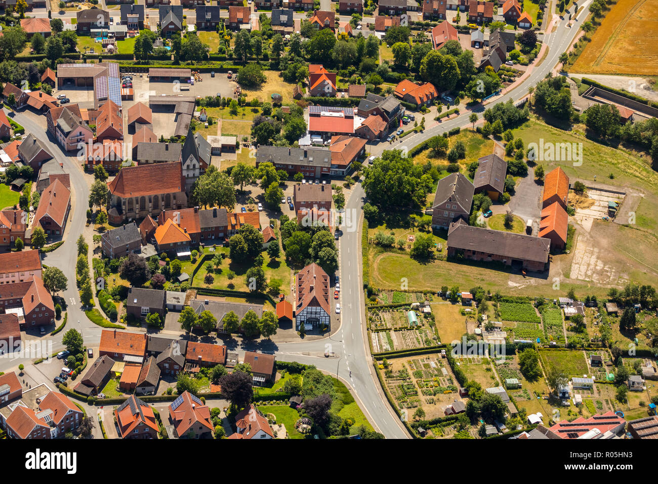Aerial view, St. Lambertus Catholic Church, Stiftshof, Freckenhorst ...