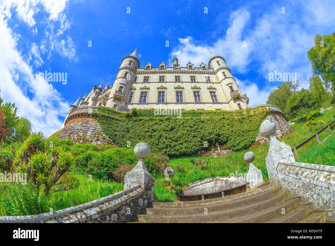 Bottom view of Dunrobin Castle of Scotland, United Kingdom from the ...