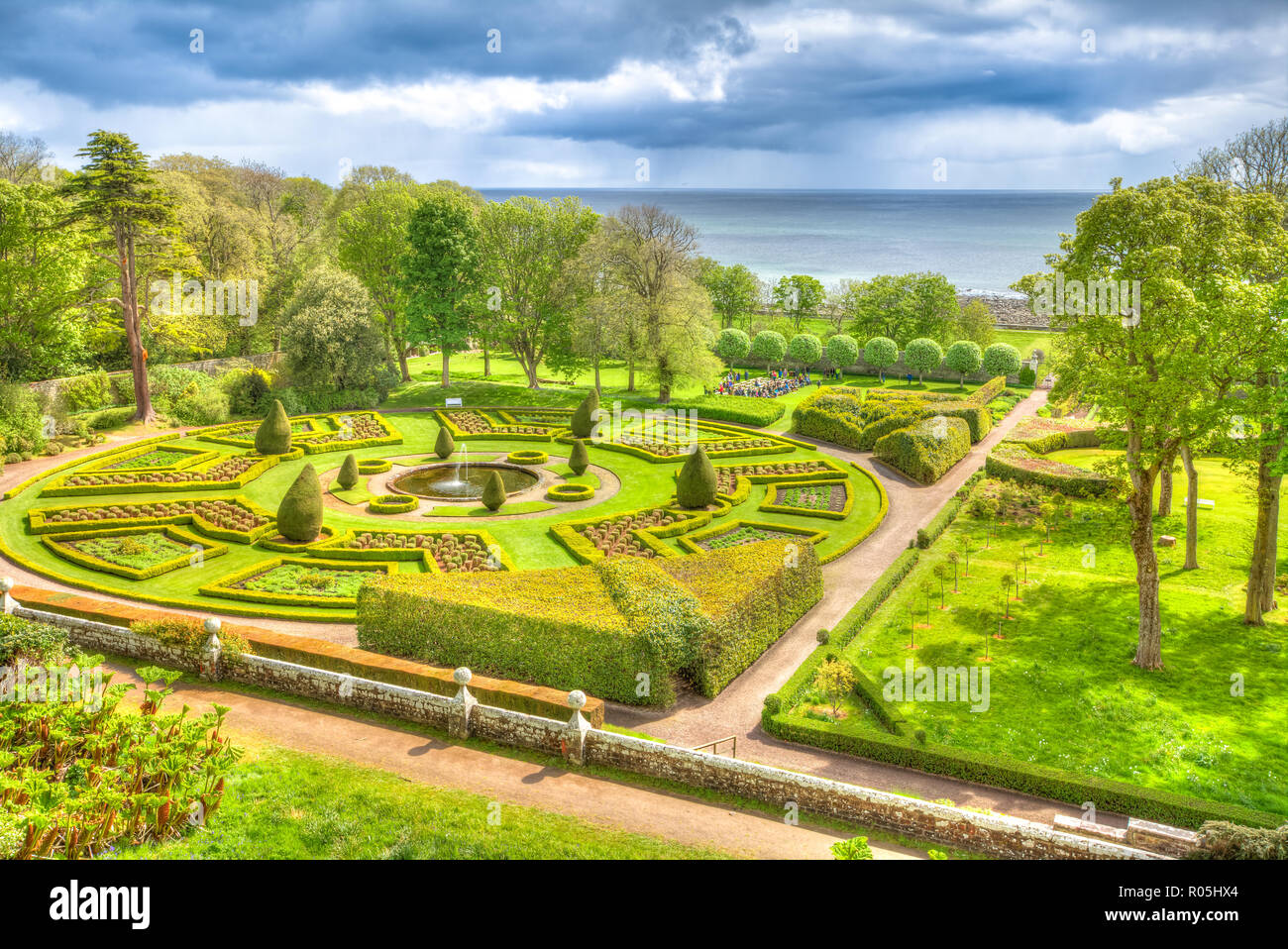 Top of labyrinth garden in Dunrobin Castle of Scotland, United Kingdom ...