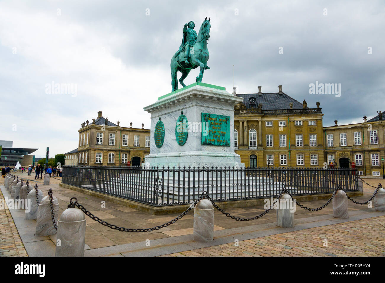 Equestrian statue of Amalienborg founder King Frederick V in ...