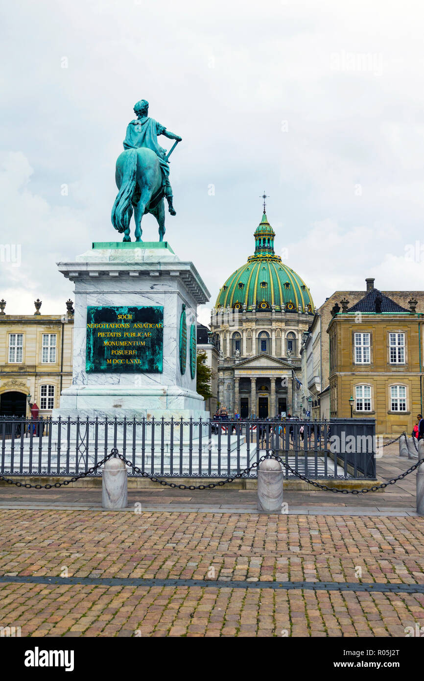 Equestrian statue of Amalienborg's founder King Frederick V in ...