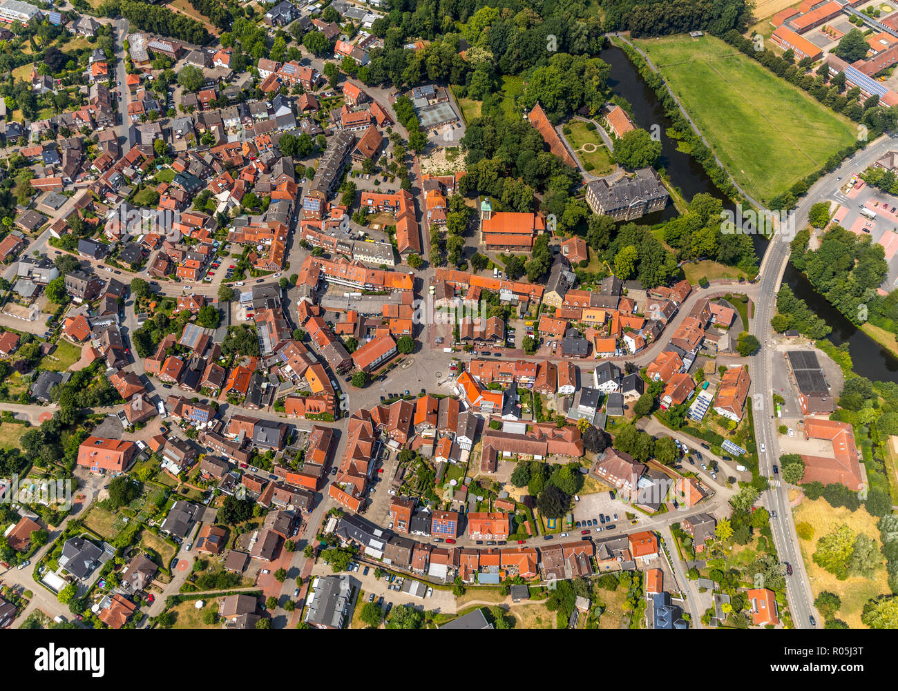 Aerial photo, overview castle house Steinfurt, Water Castle, Mill ...