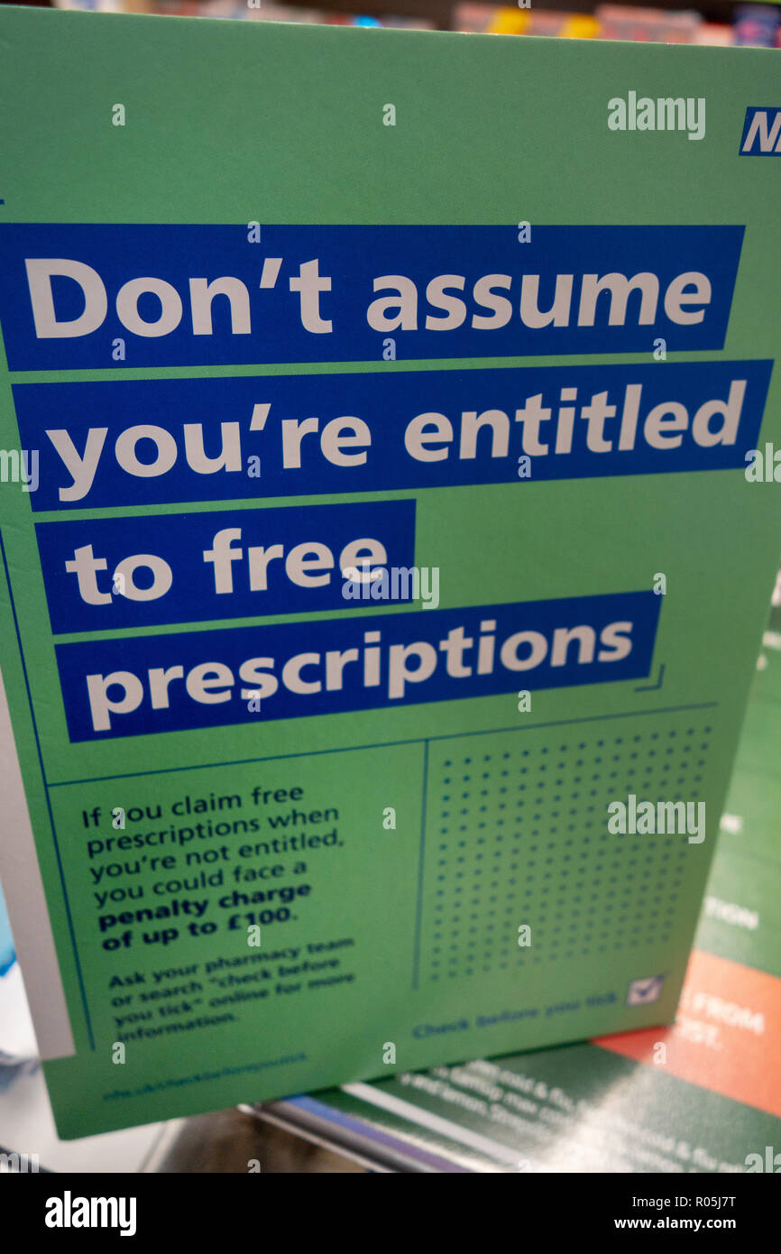Dont think you are entitled to free prescrption sign in a chemist ...