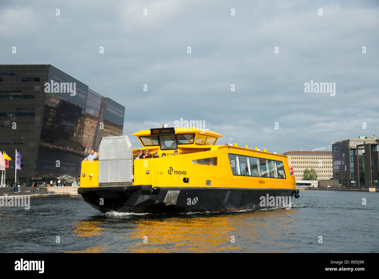 Water taxi transportation on canals in Copenhagen Denmark capital city ...
