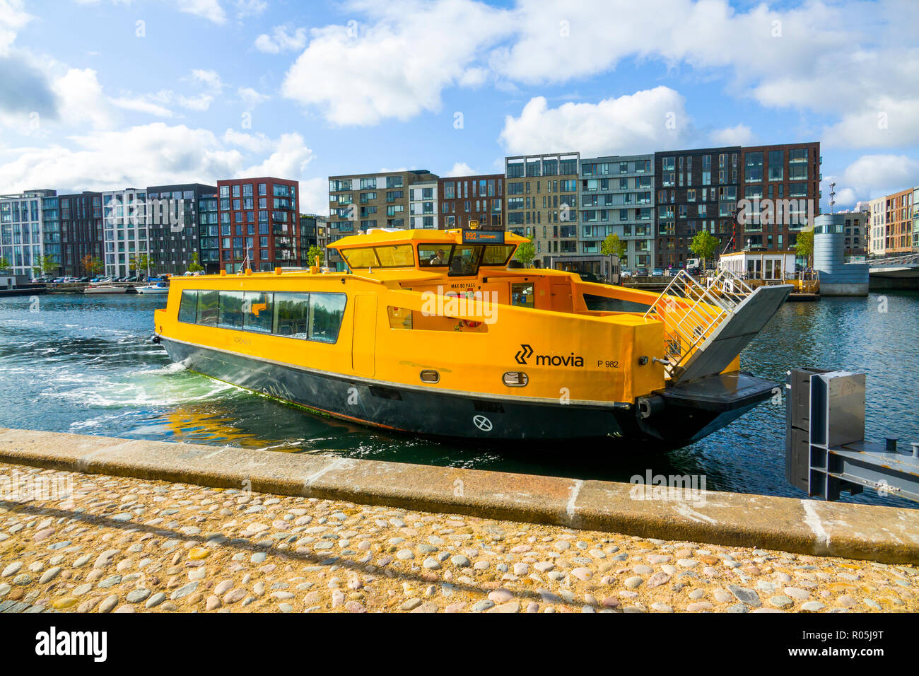 Water taxi transportation on canals in Copenhagen Denmark capital city ...