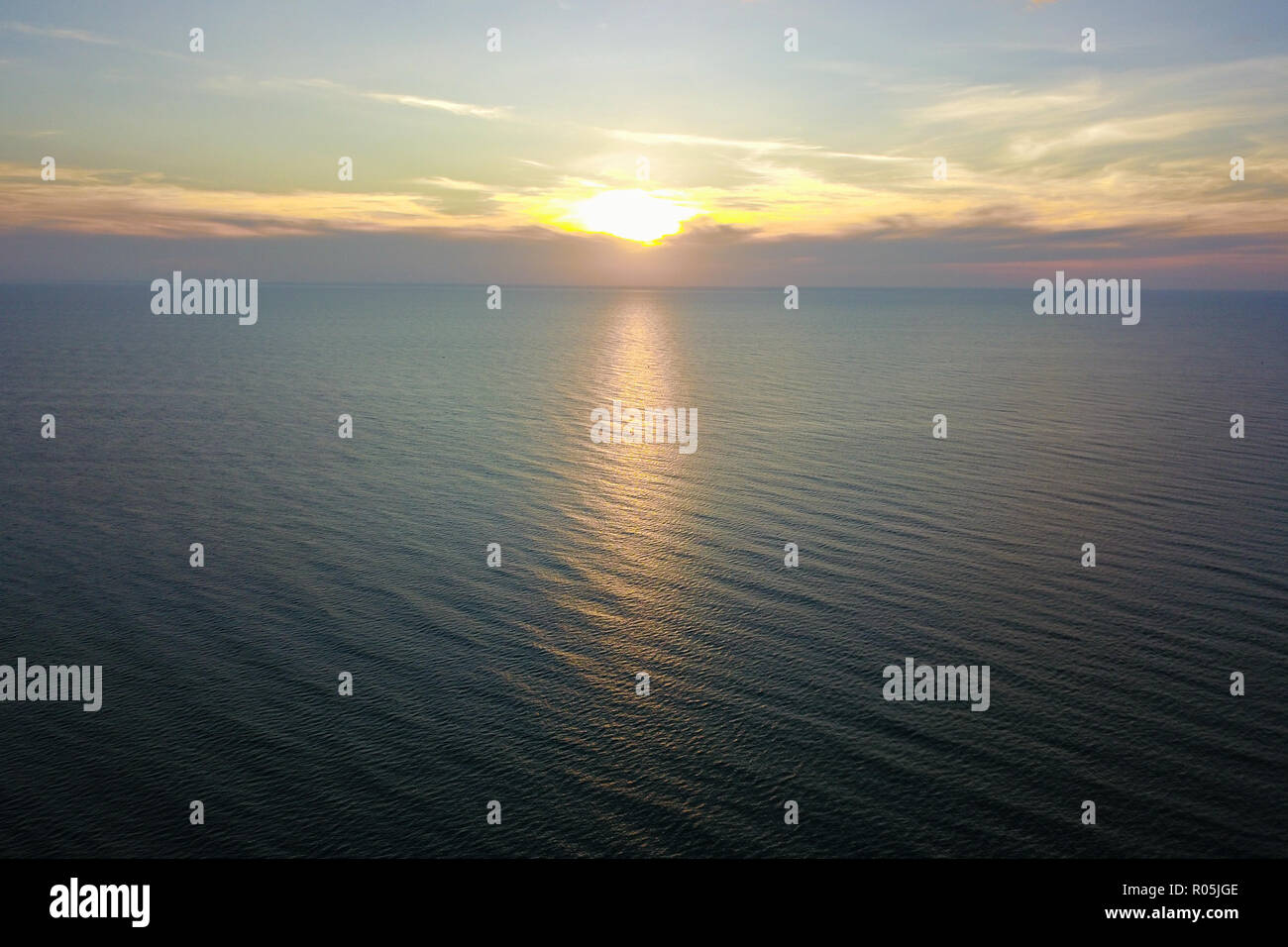 Aerial View of Sunset in a beach Stock Photo - Alamy