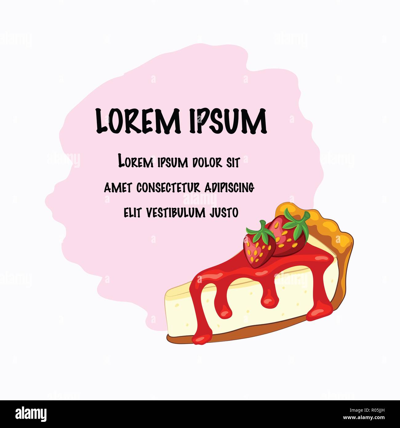 Cartoon style vector strawberry cheesecake with berry and place for ...