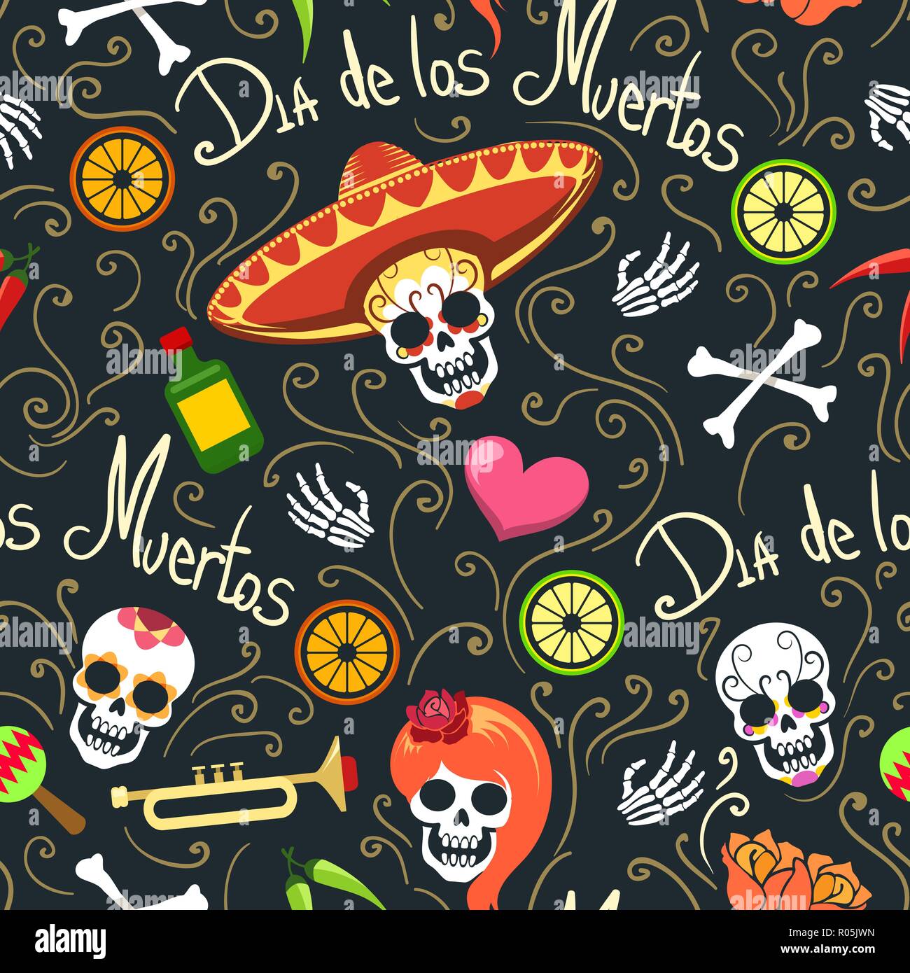 Dead day pattern. November mexican holiday dia de los muertos (day of ...
