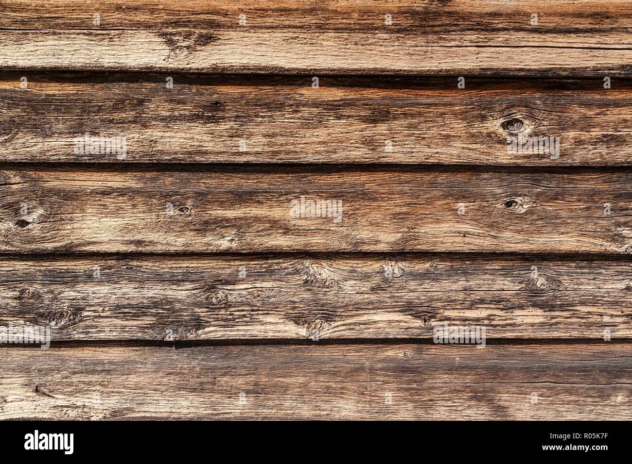 Weathered boards on external wall of a Australian farm shearing shed ...