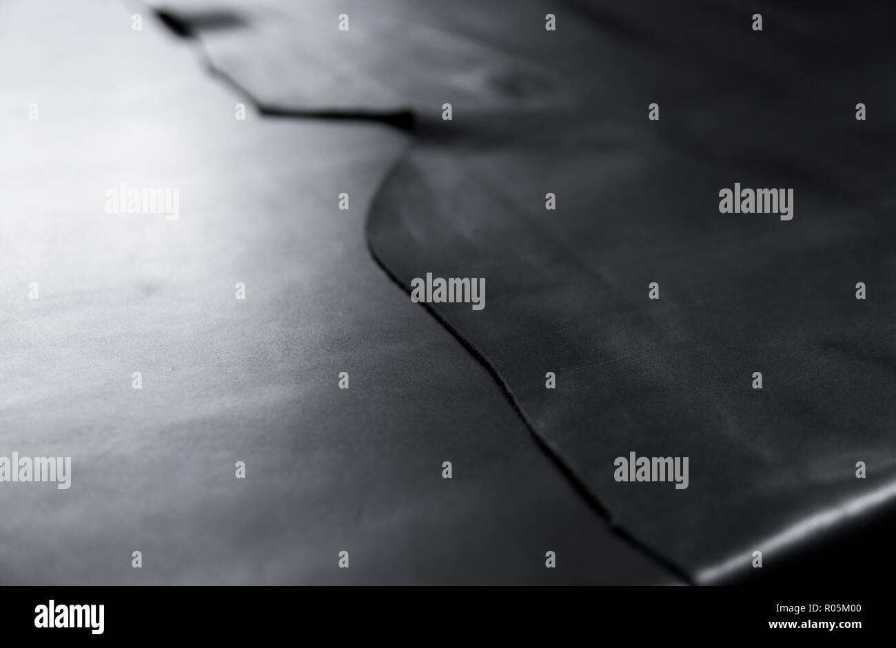 Natural black leather. Raw materials for manufacture of bags, shoes ...