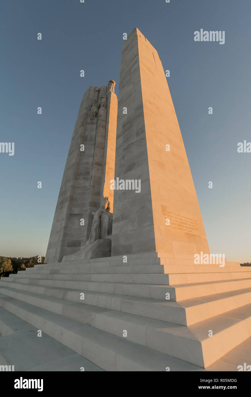 The Canadian First World War memorial at Vimy Ridge at sunset near ...