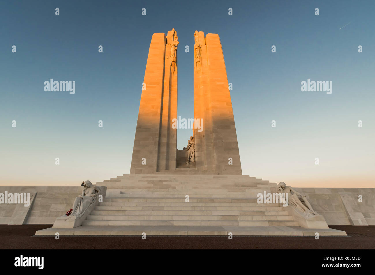 The Canadian First World War memorial at Vimy Ridge at sunset near ...