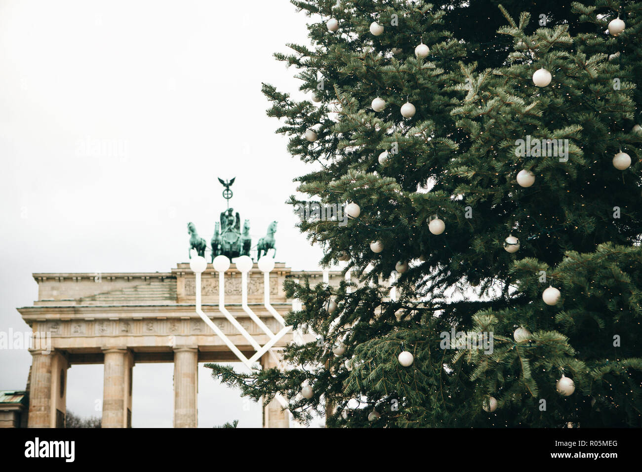 Christmas tree in Berlin in Germany on the square next to the ...
