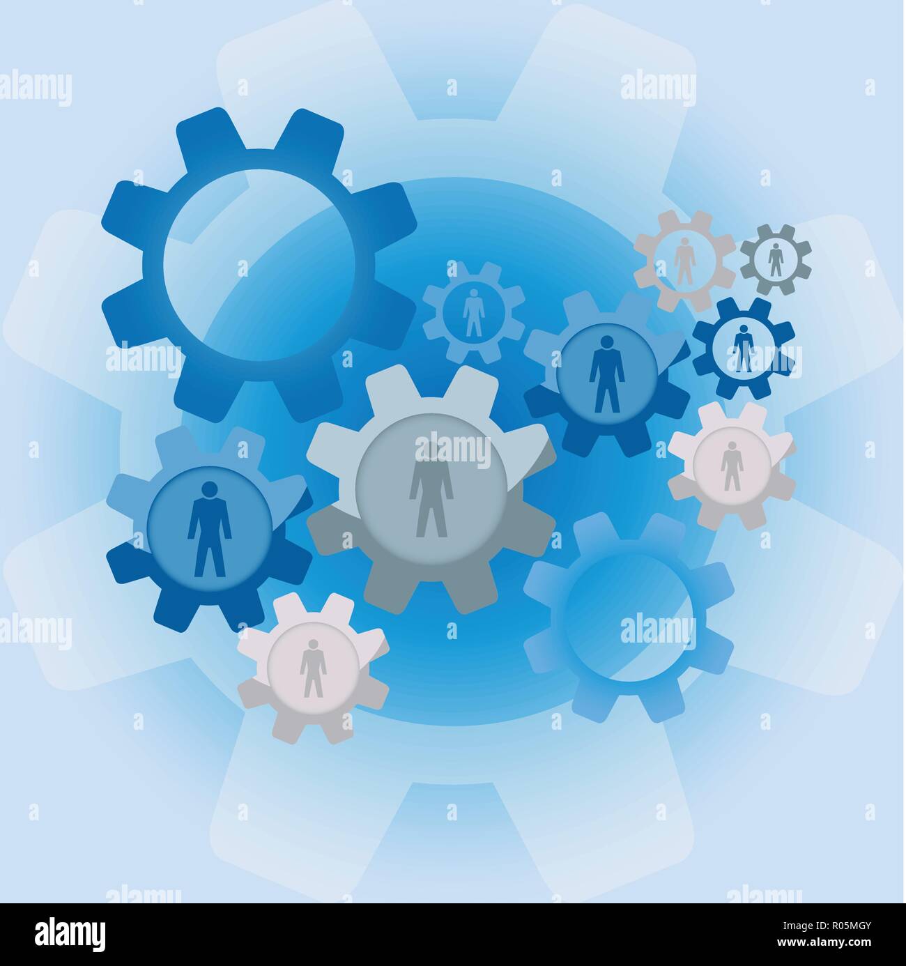 Toothed wheels with humans inside them, teamwork concept Stock Vector ...