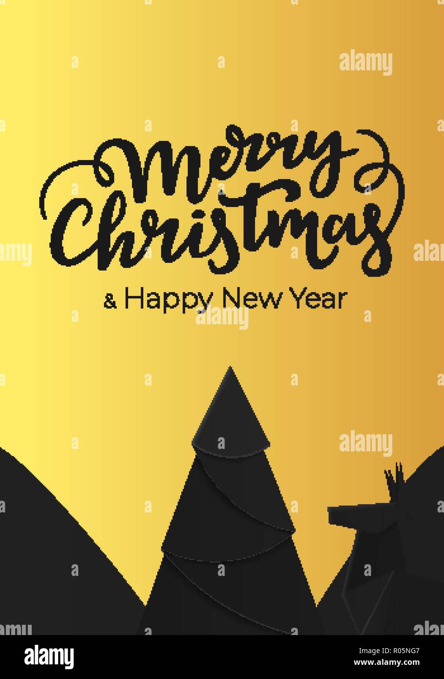 Christmas card design with festive hand lettering. Festive card for ...