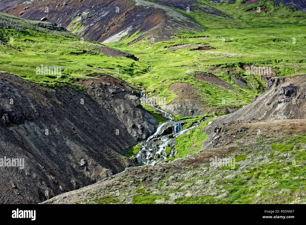 Near Hveragerði, Iceland. The geothermal hot river at Reykjadalur is a ...