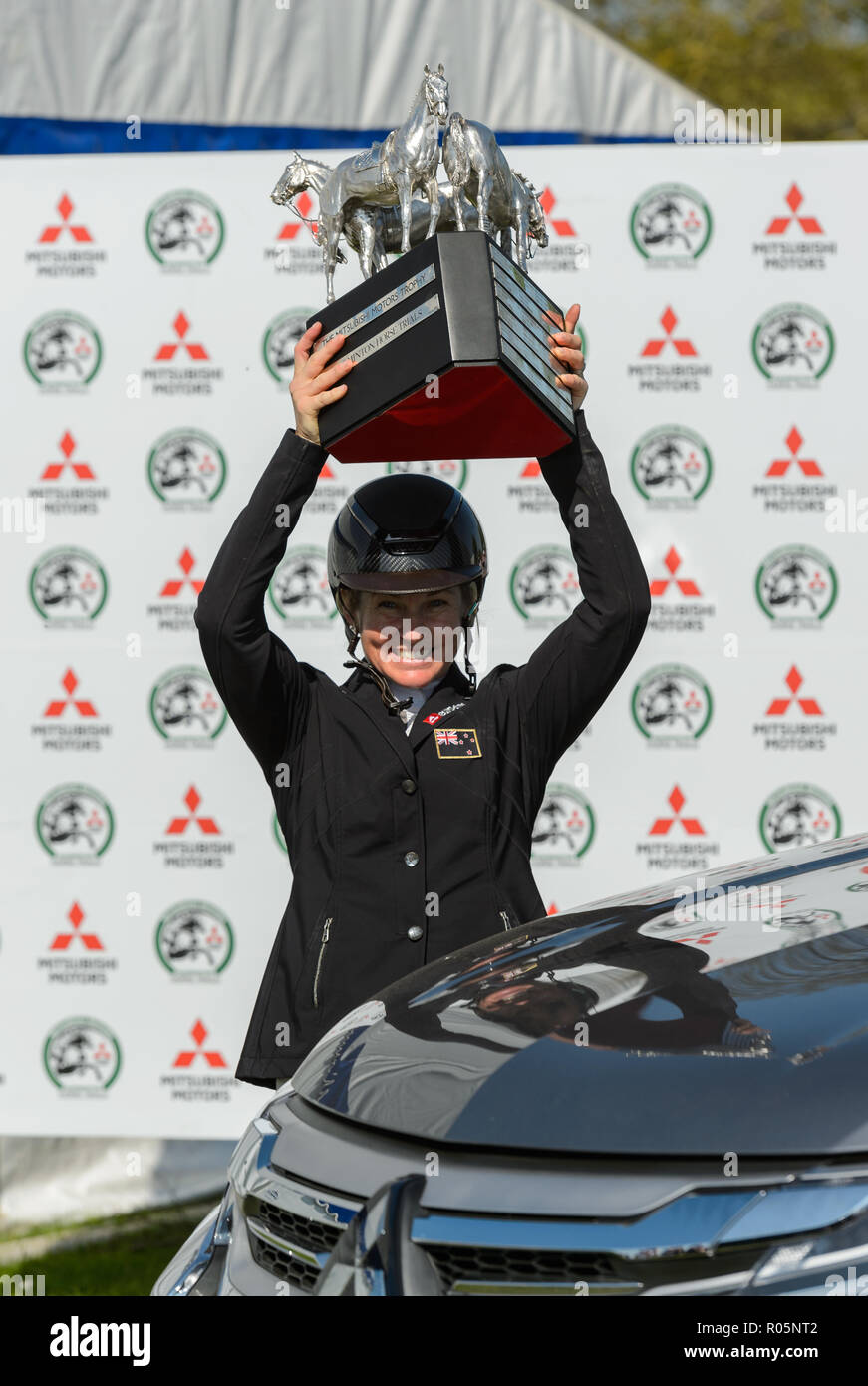 Jonelle Price with the Mitsubishi Motors Badminton Horse Trials Trophy ...