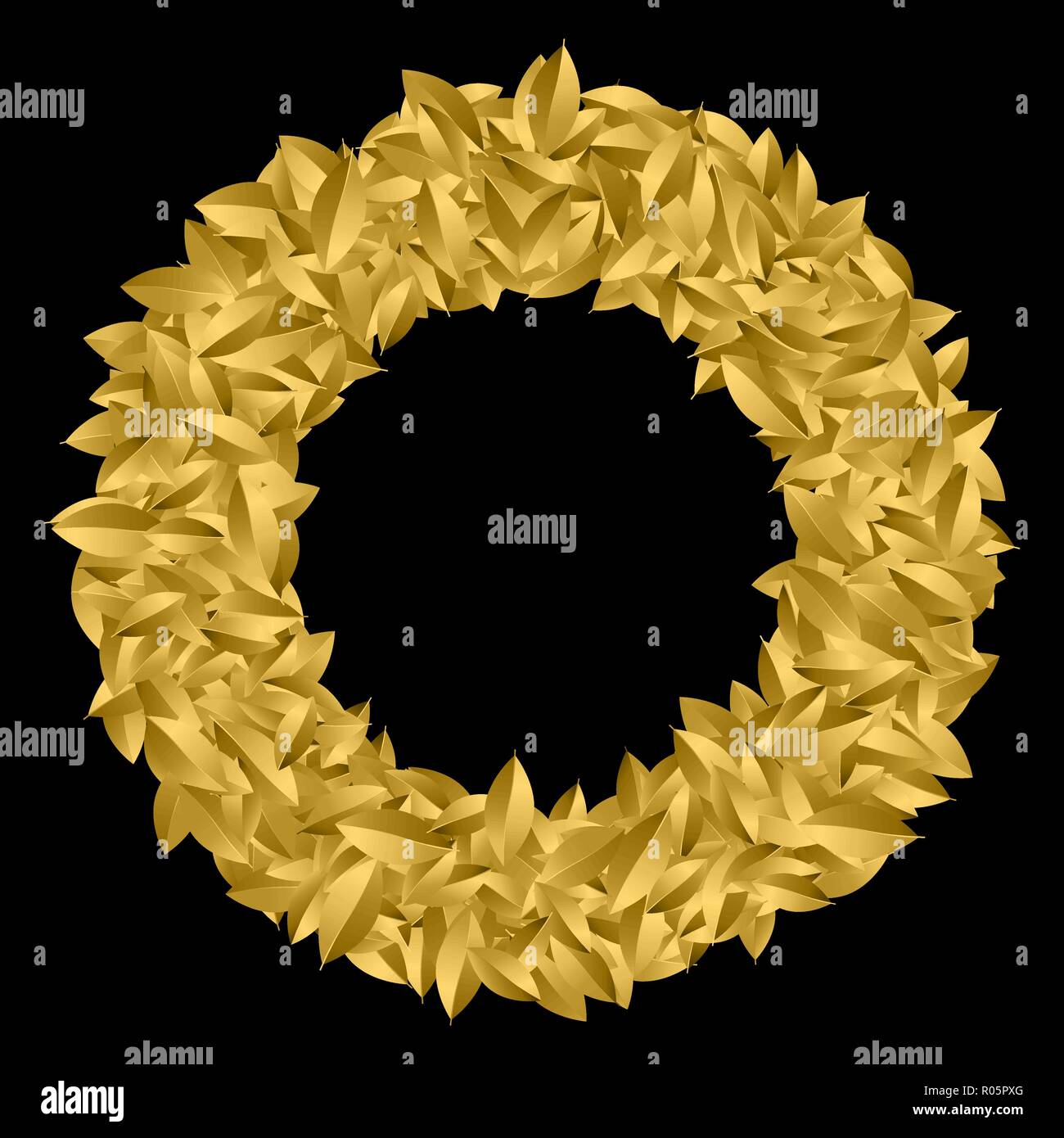 Gold award laurel wreath isolated on black. Winner frame. Golgen leaf ...