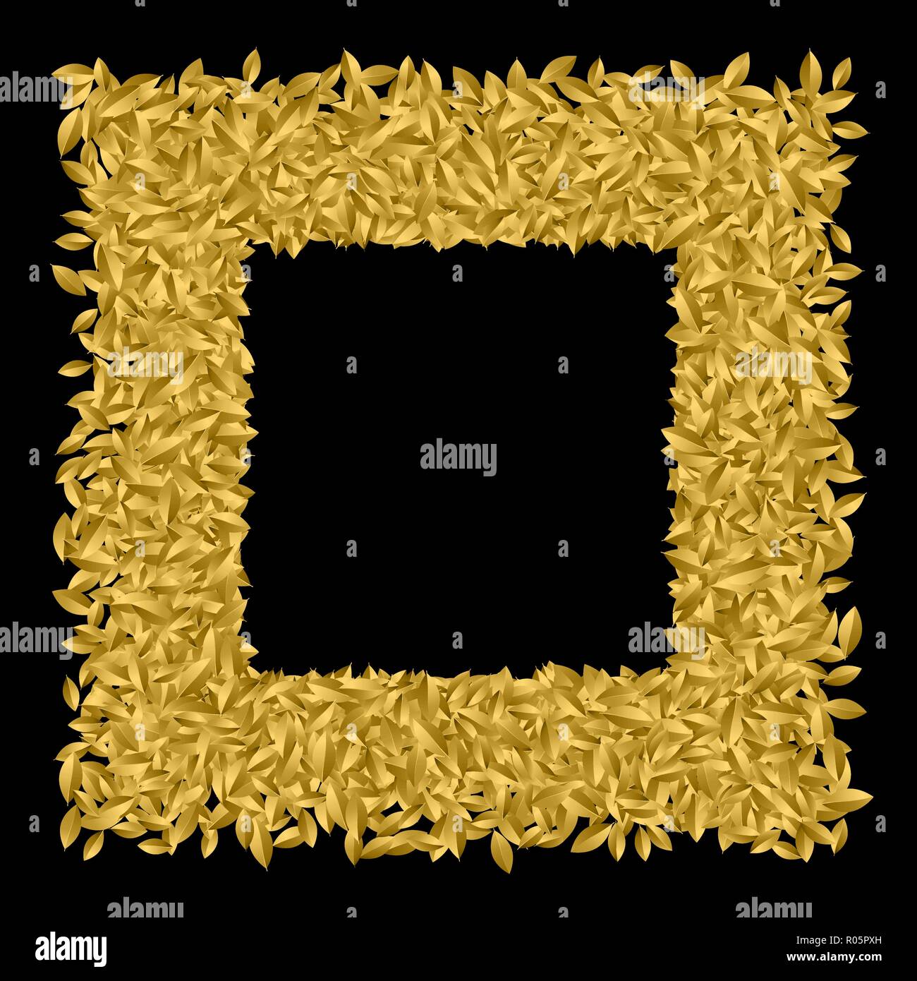 Gold award laurel wreath isolated on black. Winner frame. Golgen leaf ...