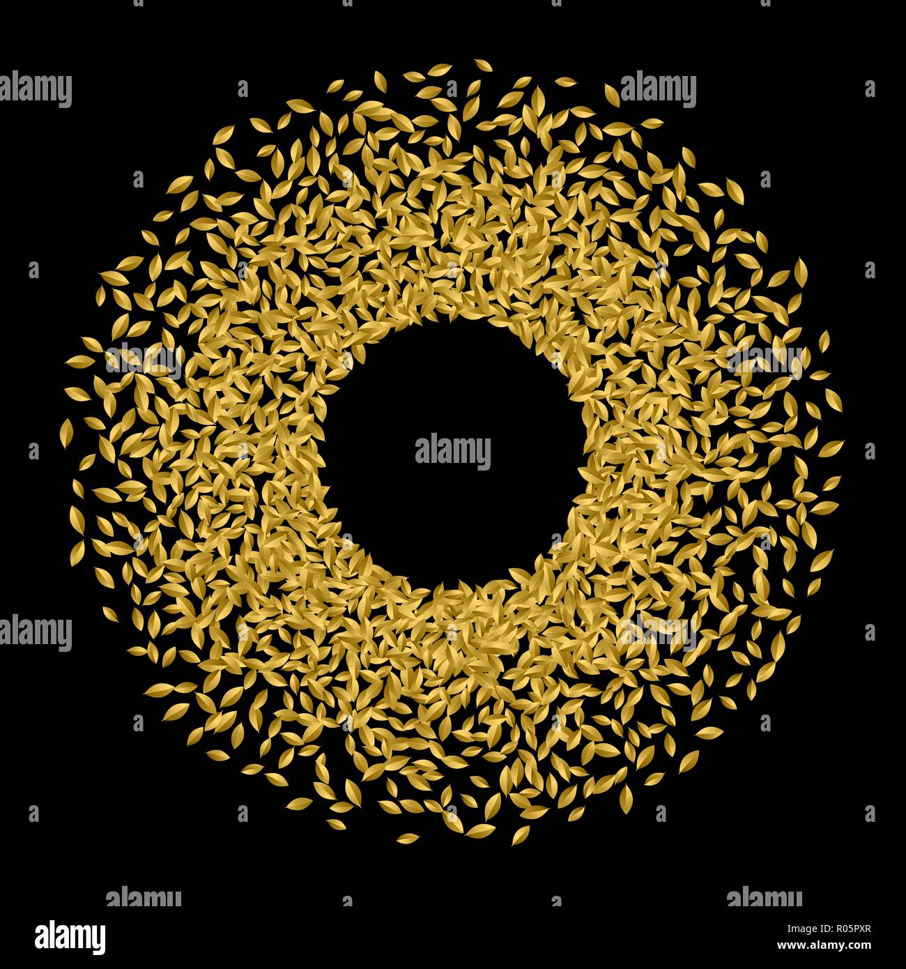 Gold award laurel wreath isolated on black. Winner frame. Golgen leaf ...