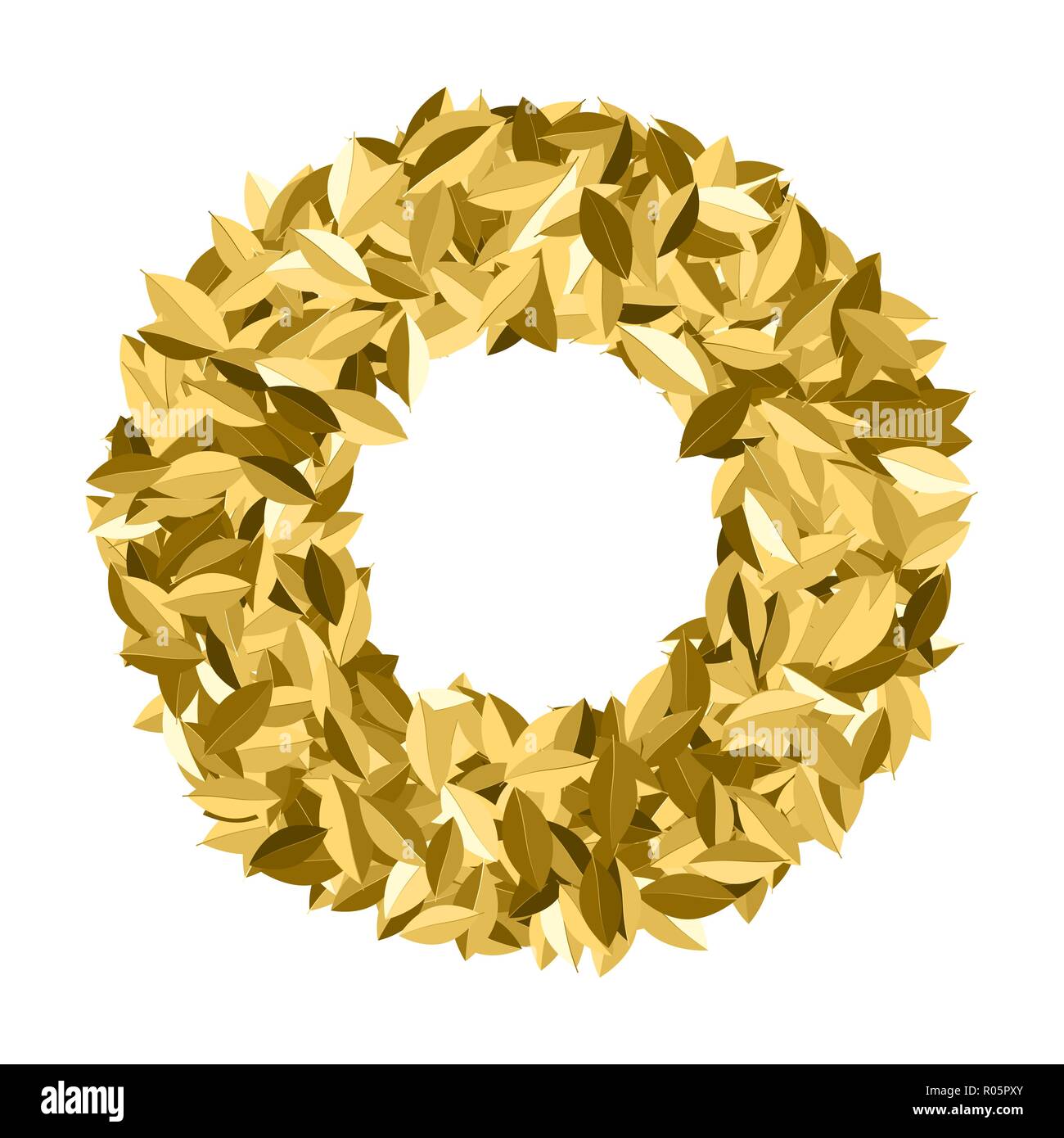 Gold award laurel wreath isolated on white. Winner frame. Golgen leaf ...