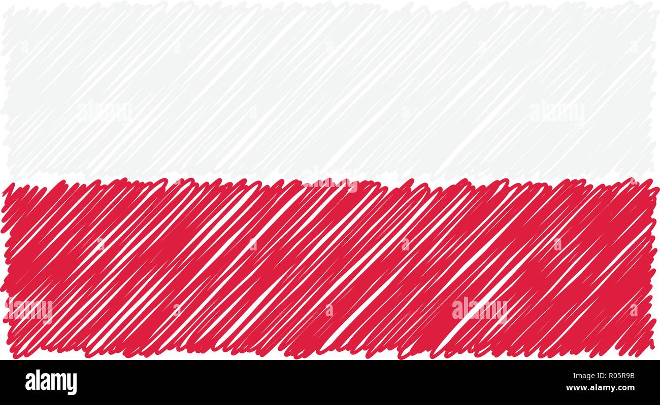 Hand Drawn National Flag Of Poland Isolated On A White Background ...