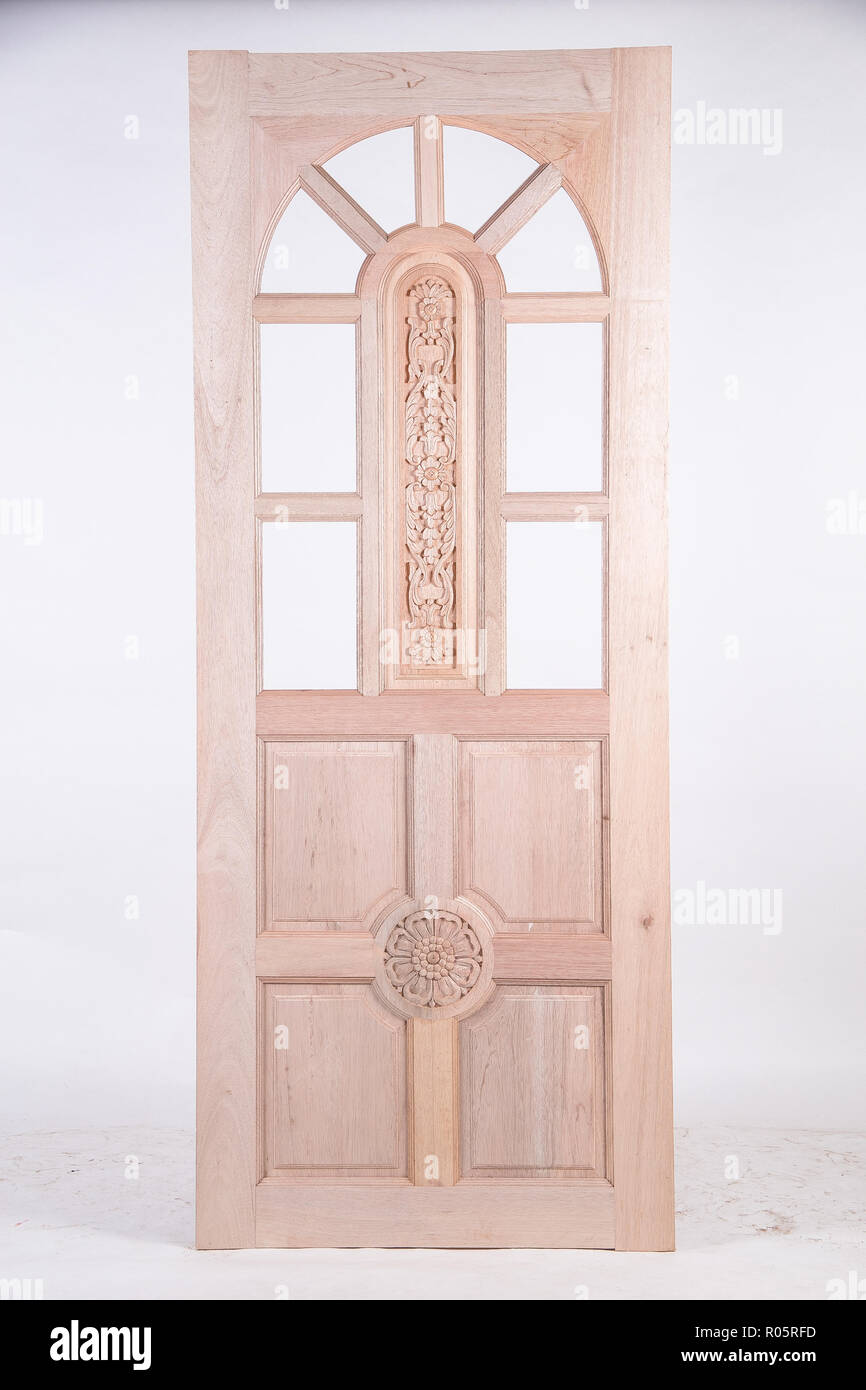 Door made of wood isolated on white background Stock Photo - Alamy